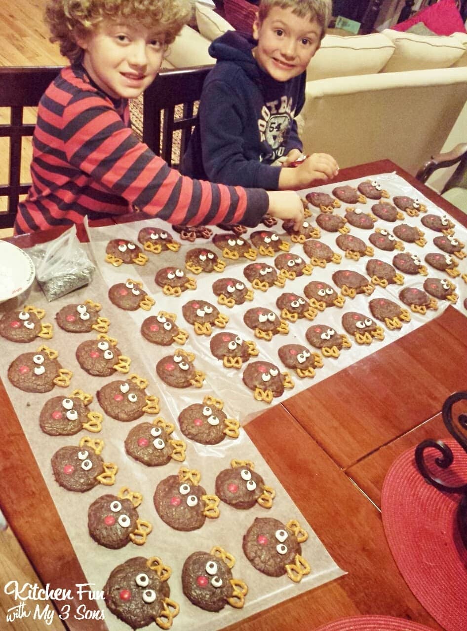 Easy Rudolph Brownie Cookies | Kitchen Fun With My 3 Sons