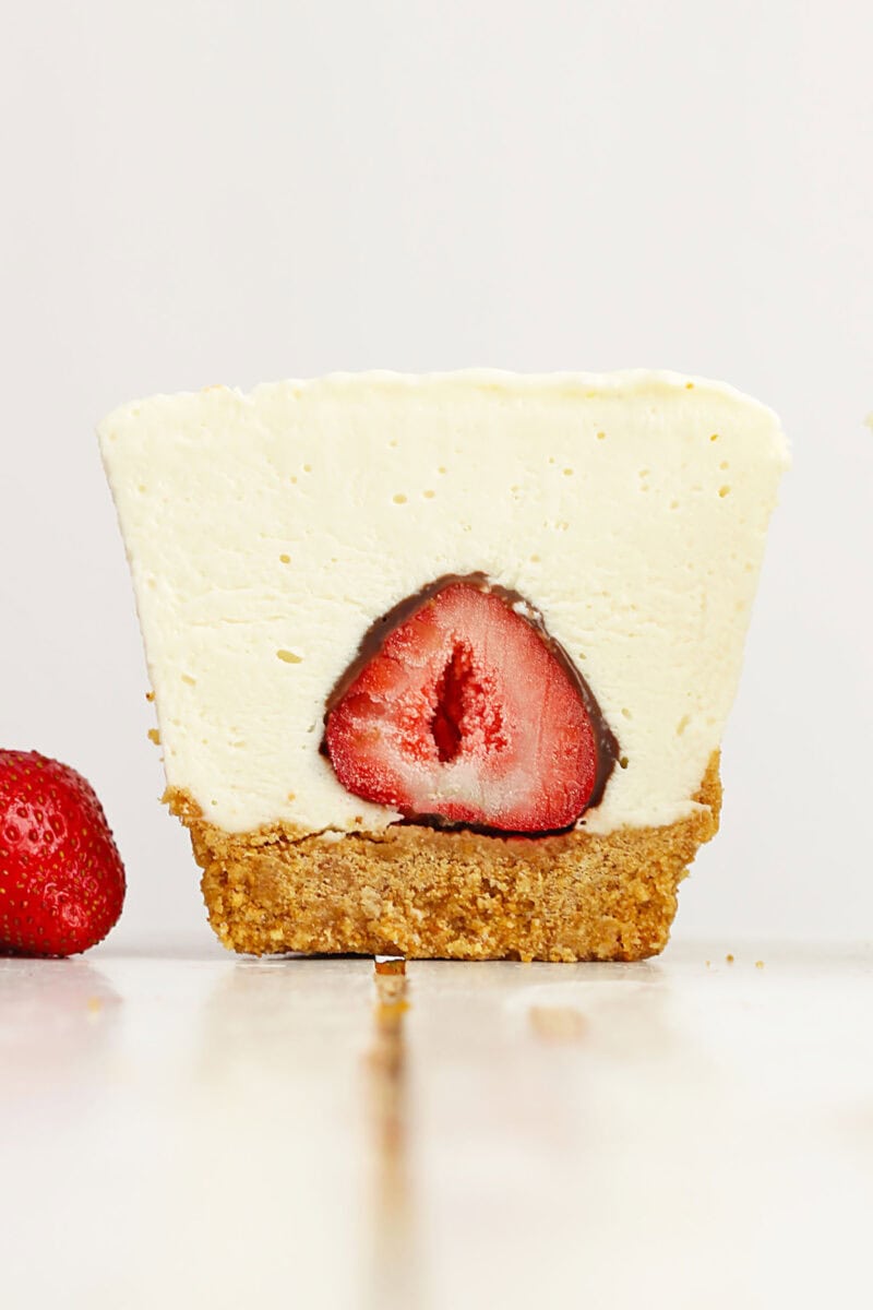 Cheesecake Stuffed with Chocolate Covered Strawberries