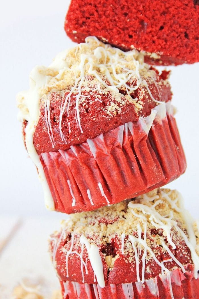 Red Velvet Muffins with streusel topping - Kitchen Fun With My 3 Sons