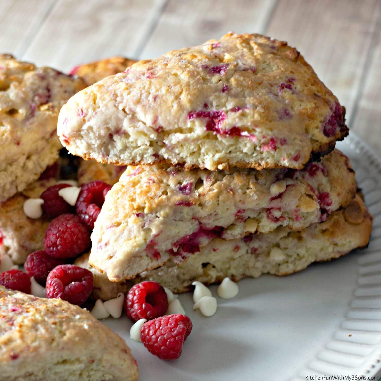 Raspberry White Chocolate Scones - Kitchen Fun With My 3 Sons
