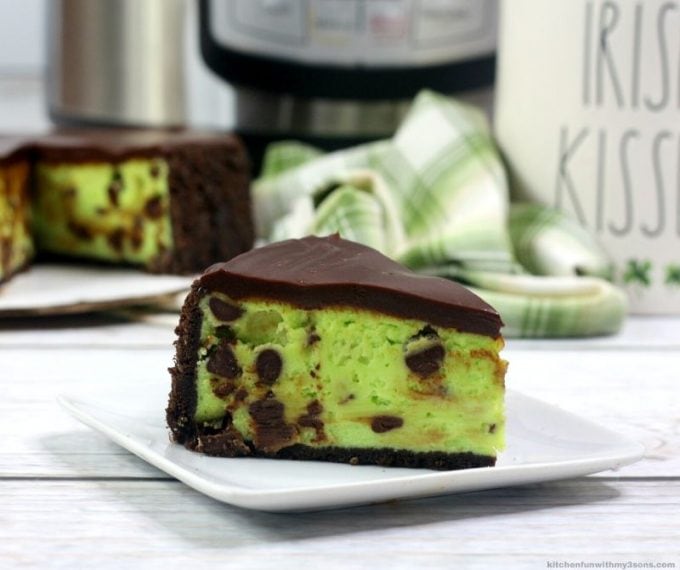 Instant Pot Mint Chocolate Cheesecake - Kitchen Fun With My 3 Sons
