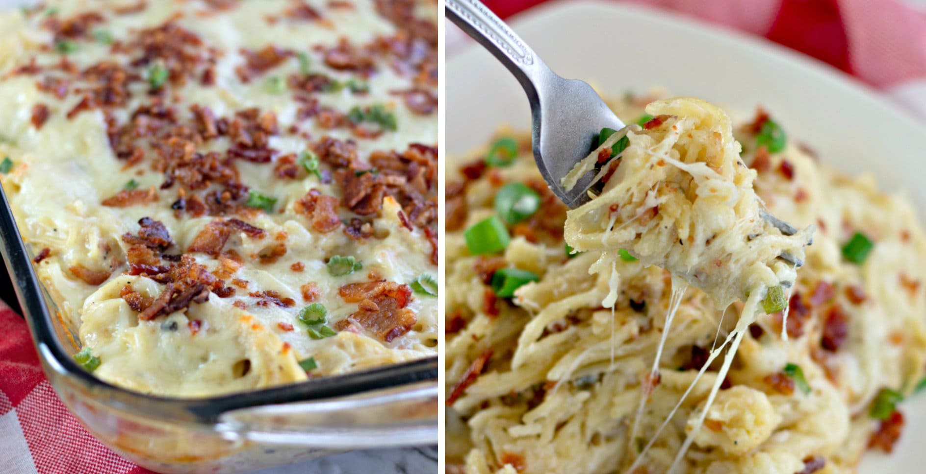 Cheesy Baked Bacon Spaghetti - Kitchen Fun With My 3 Sons