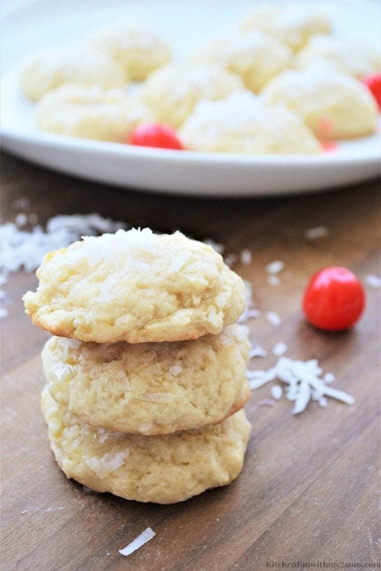 Pina Colada Cookies - with Rum Glaze - Kitchen Fun With My 3 Sons