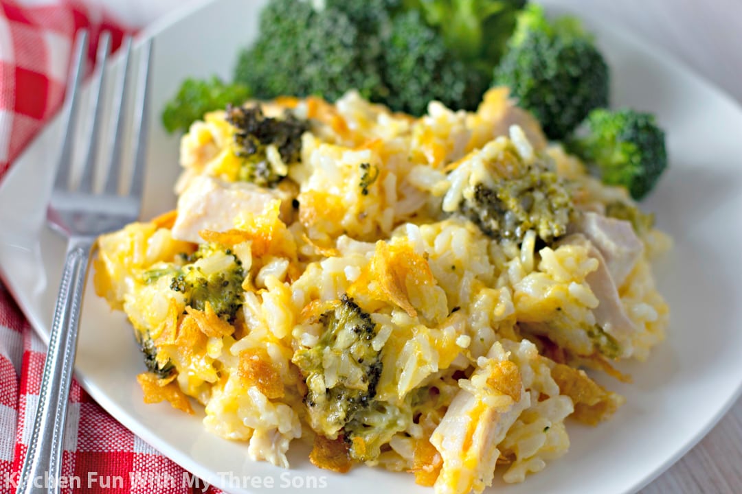 Cheesy Chicken Broccoli and Rice Casserole - Kitchen Fun With My 3 Sons