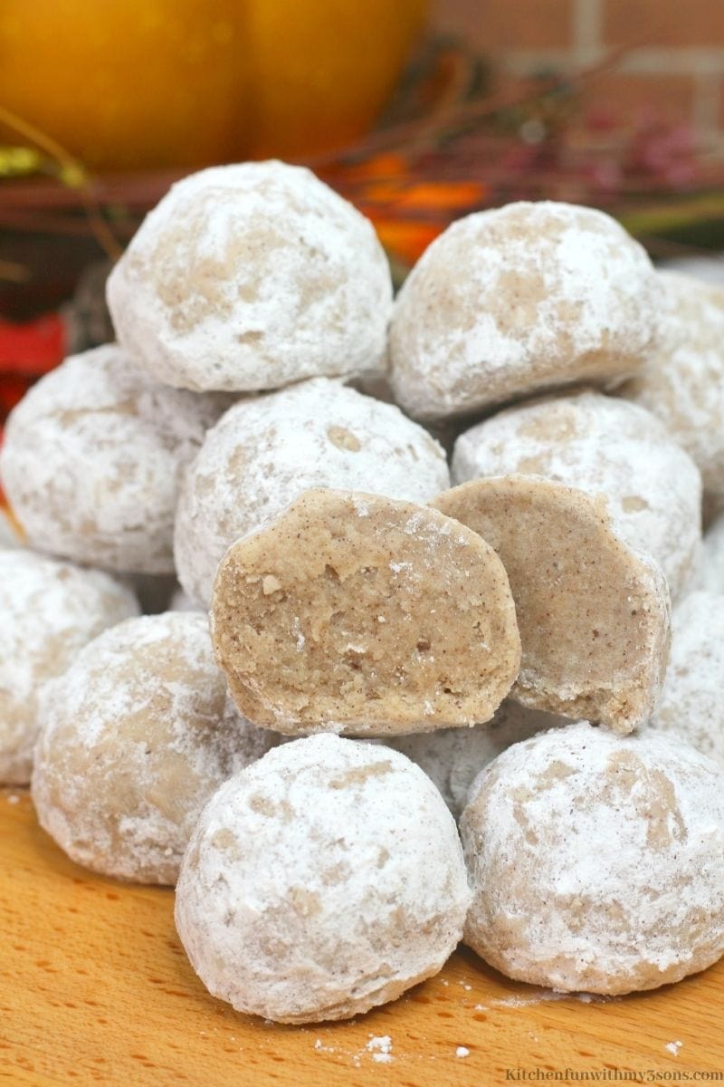 Pumpkin Spice Snowball Cookies l Kitchen Fun With My 3 Sons