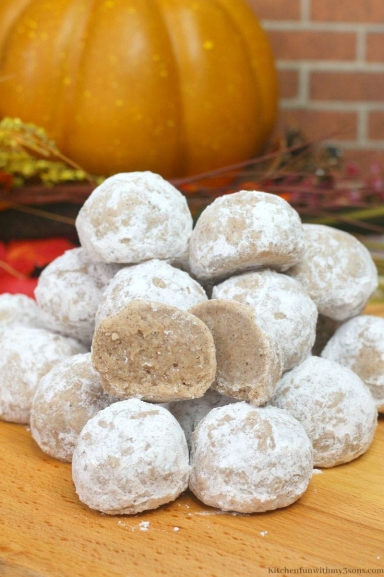 Pumpkin Spice Snowball Cookies l Kitchen Fun With My 3 Sons