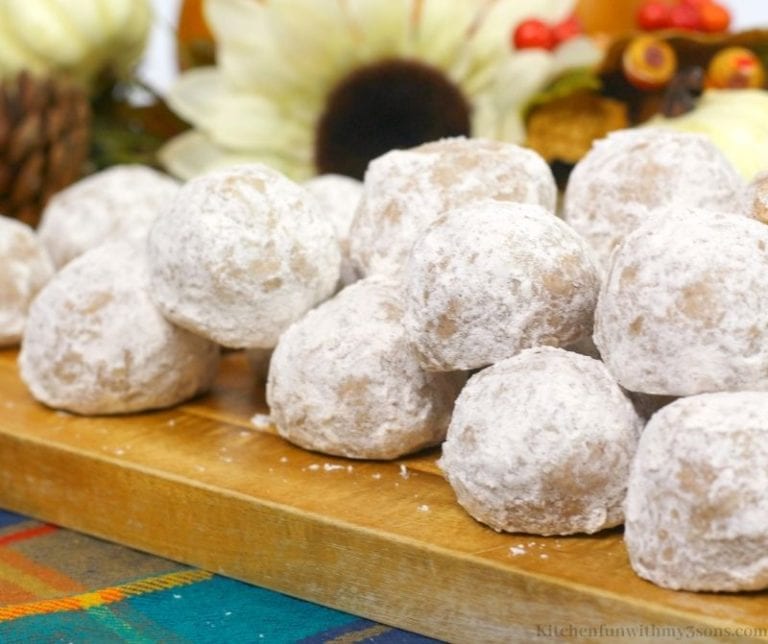 Pumpkin Spice Snowball Cookies l Kitchen Fun With My 3 Sons