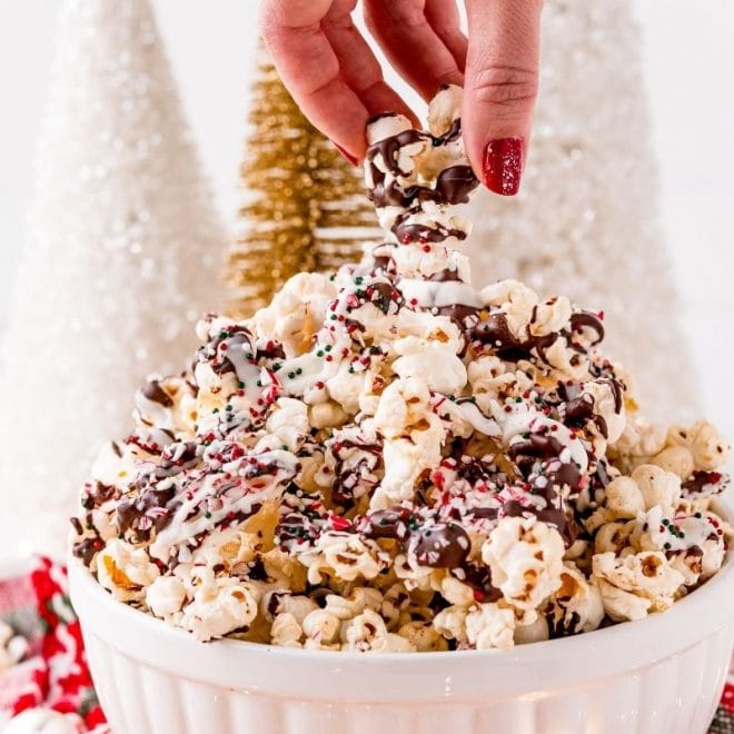 Peppermint Bark Popcorn - Kitchen Fun With My 3 Sons