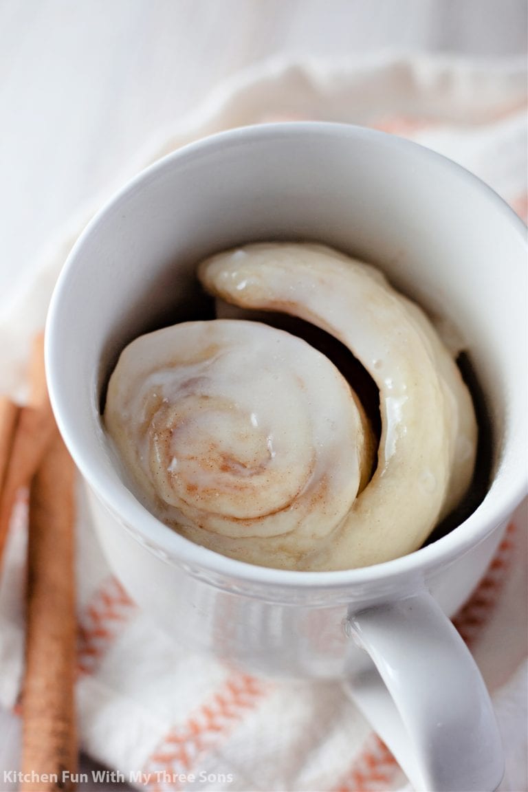 Microwave Cinnamon Roll in a Mug - Kitchen Fun With My 3 Sons