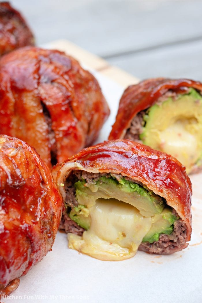Bacon Wrapped Avocado Burger Bombs - Kitchen Fun With My 3 Sons