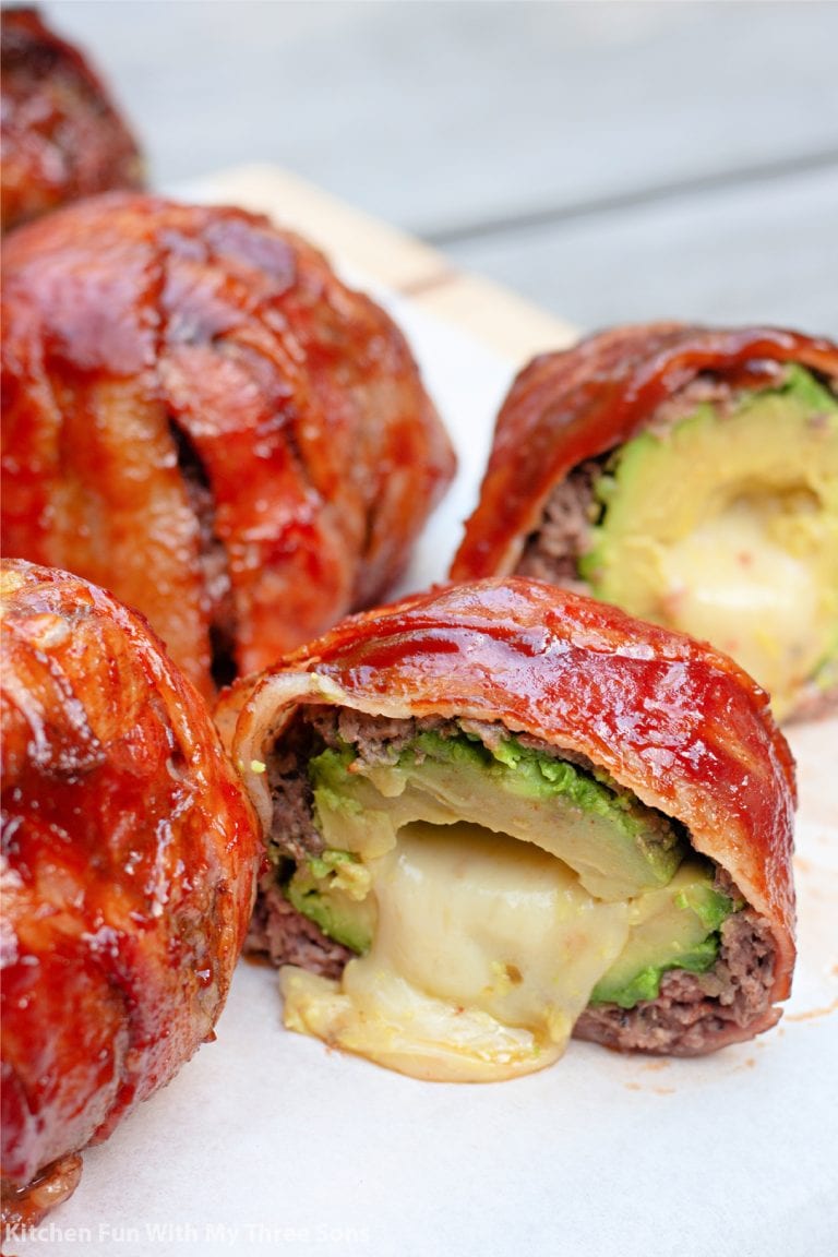 Bacon Wrapped Avocado Burger Bombs - Kitchen Fun With My 3 Sons