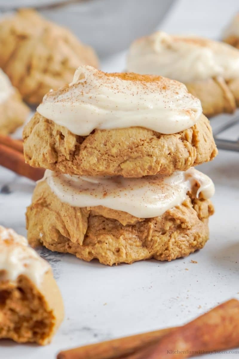 Pumpkin Cookies with Cake Mix - Kitchen Fun With My 3 Sons