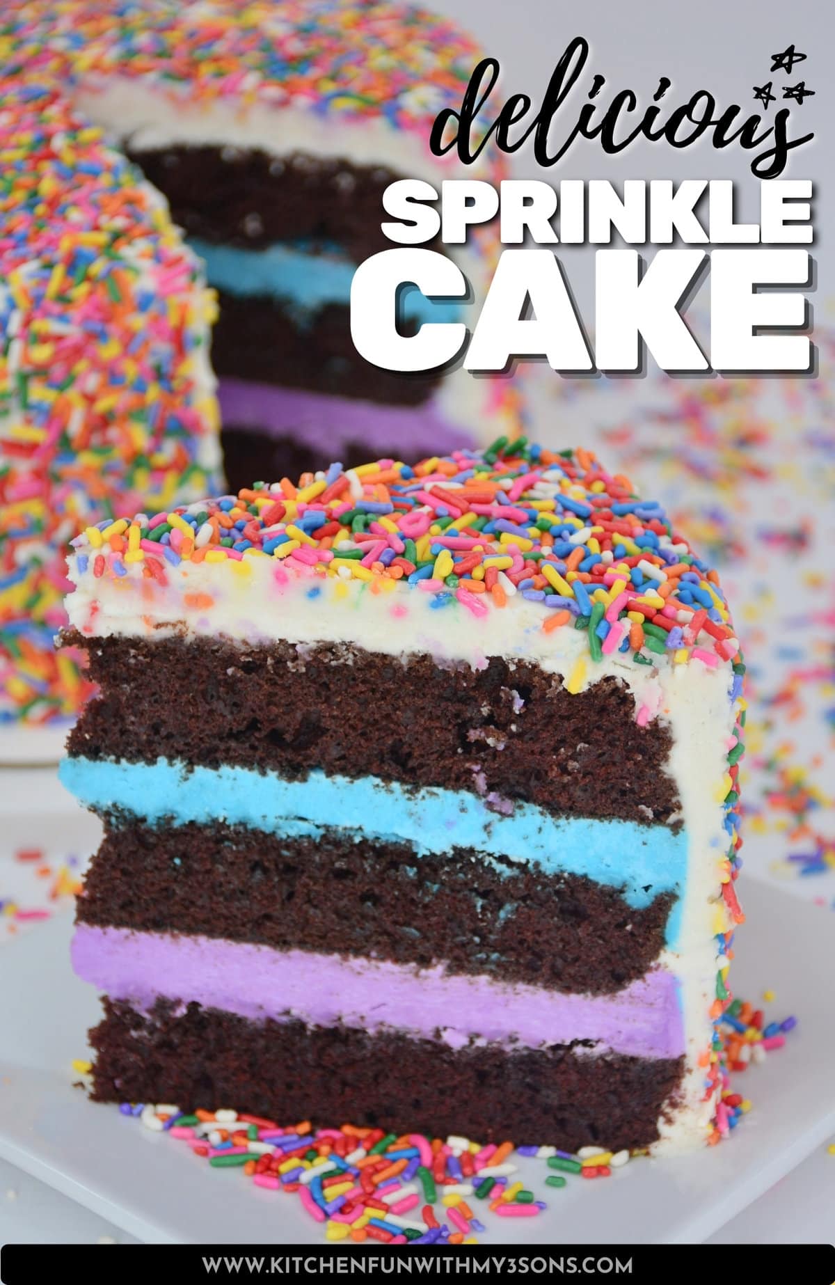 Chocolate Sprinkle Cake | Kitchen Fun With My 3 Sons