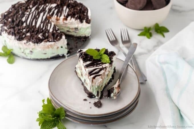 Mint Chocolate Chip Ice Cream Pie - Kitchen Fun With My 3 Sons