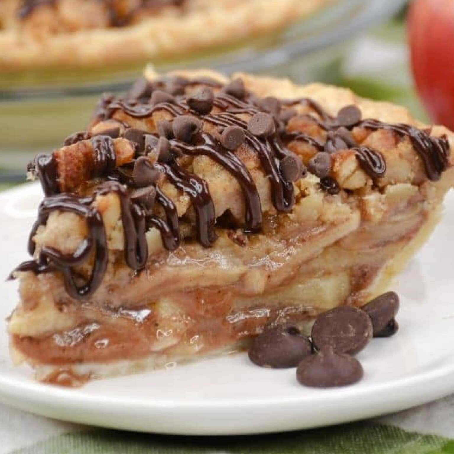 Apple Crumble Pie with Chocolate Ganache - Kitchen Fun With My 3 Sons