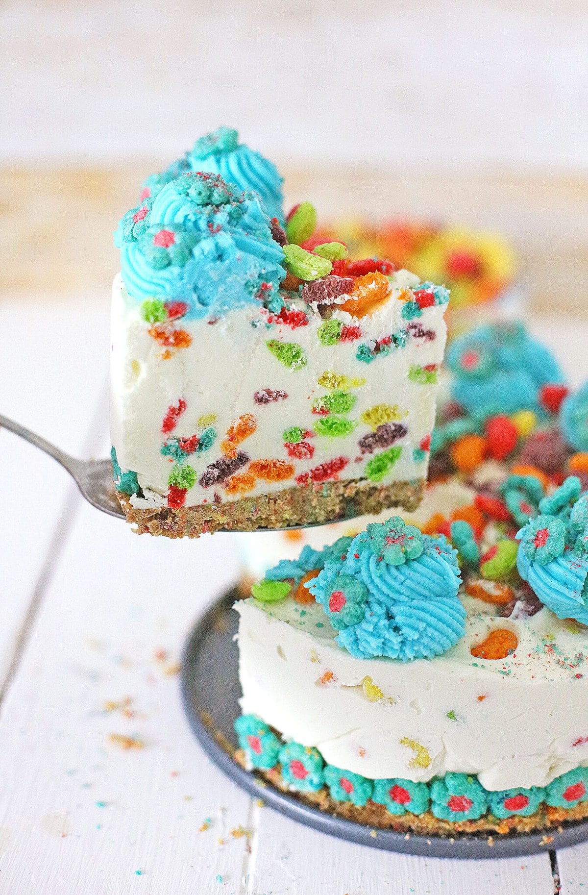 Rainbow Trix Cheesecake (No-Bake) - Kitchen Fun With My 3 Sons