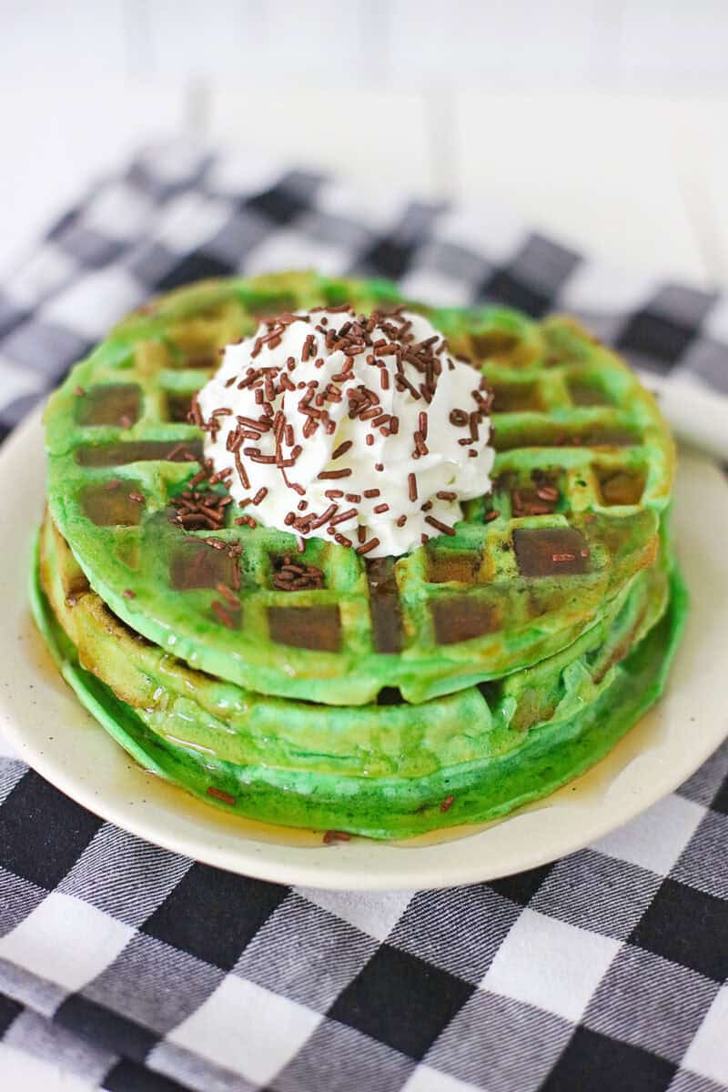 Mint Chocolate Chip Waffles | Kitchen Fun With My 3 Sons