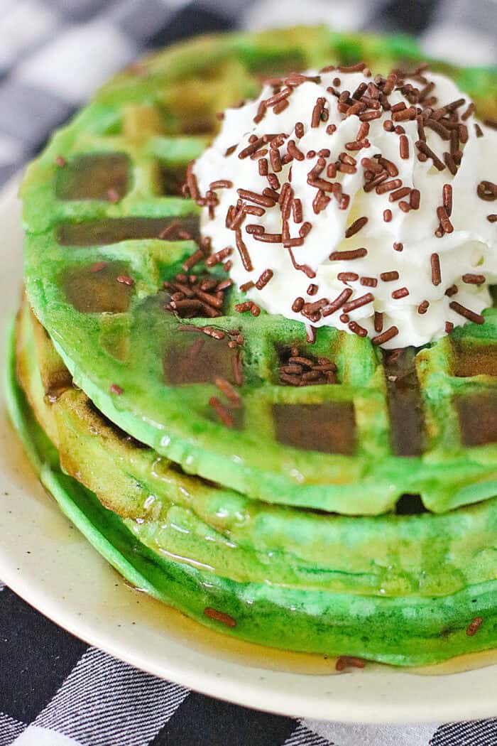 Mint Chocolate Chip Waffles | Kitchen Fun With My 3 Sons