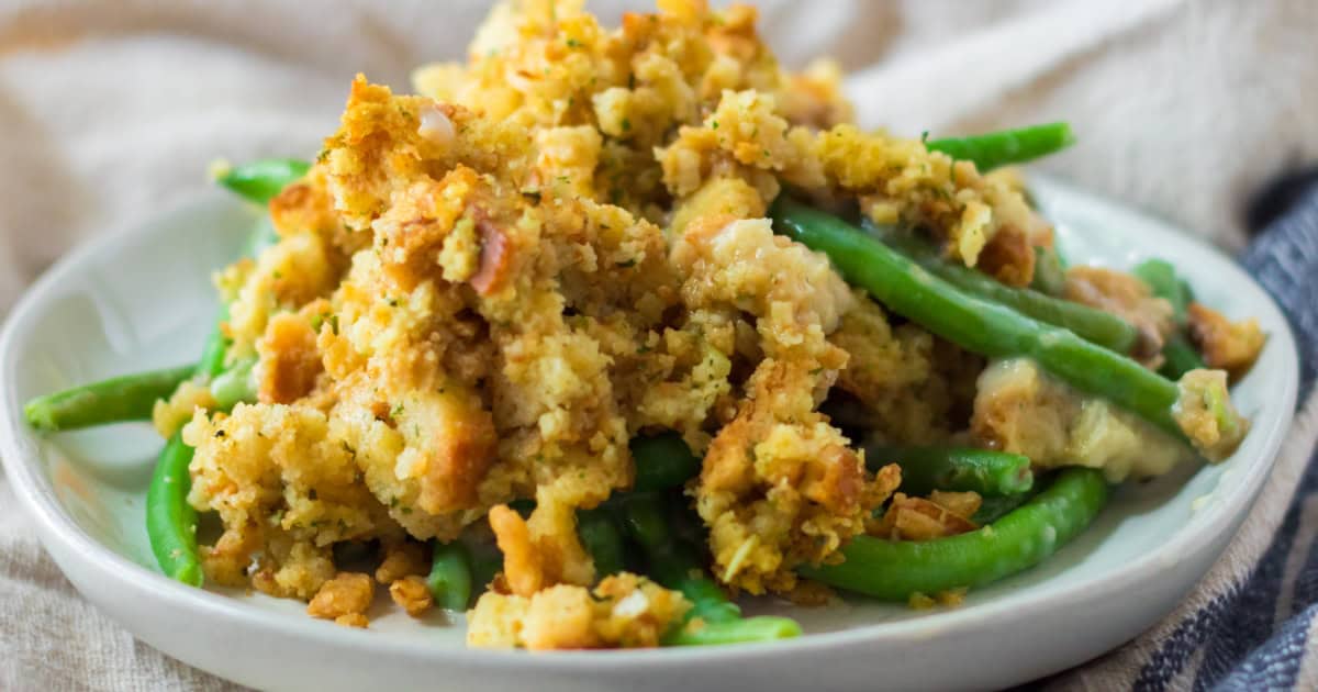 Green Bean Stuffing Casserole | Kitchen Fun With My 3 Sons