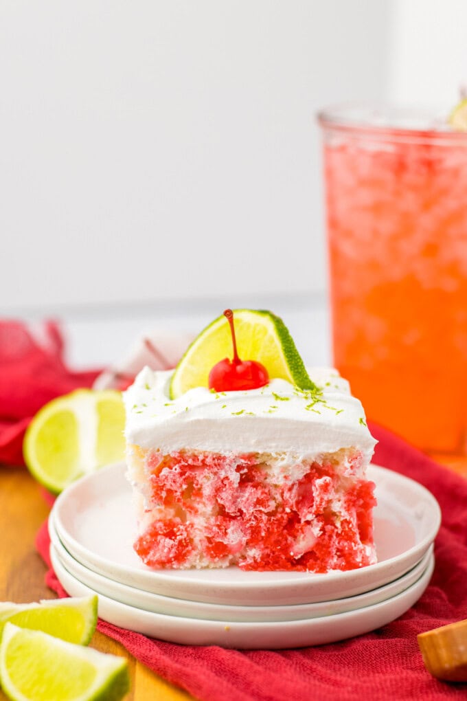 Cherry Limeade Poke Cake | Kitchen Fun With My 3 Sons